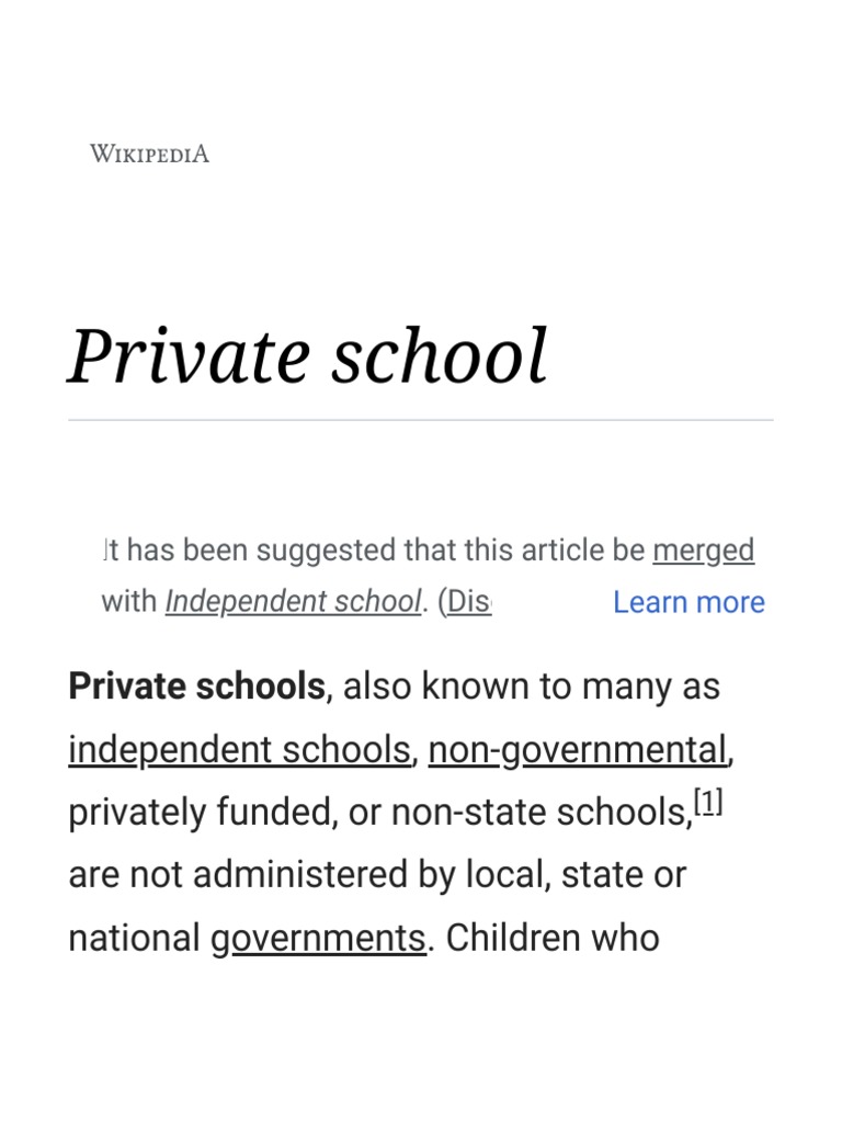 Private School - Wikipedia | PDF | Private School | State School