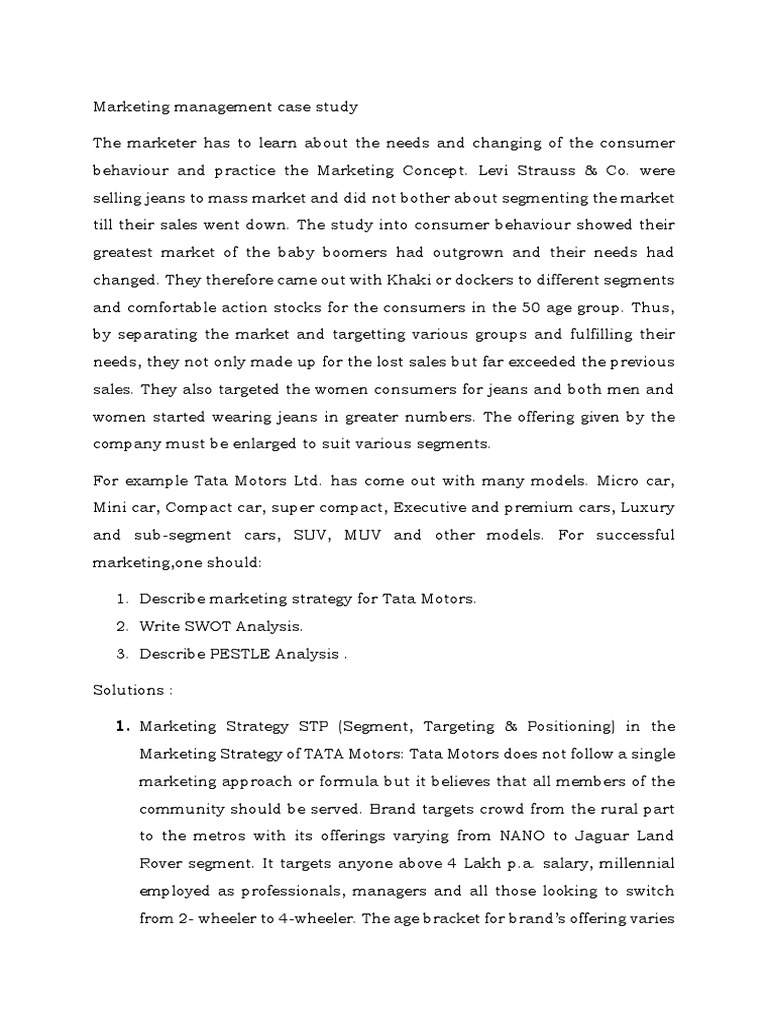 Marketing Management Case Study | PDF | Car | Motor Vehicle