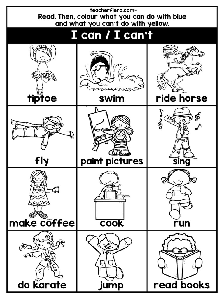 Can and Can't Activities Worksheet | PDF | Language Arts & Discipline ...