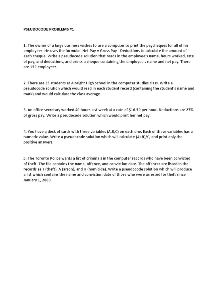 Pseudocode #1 | PDF