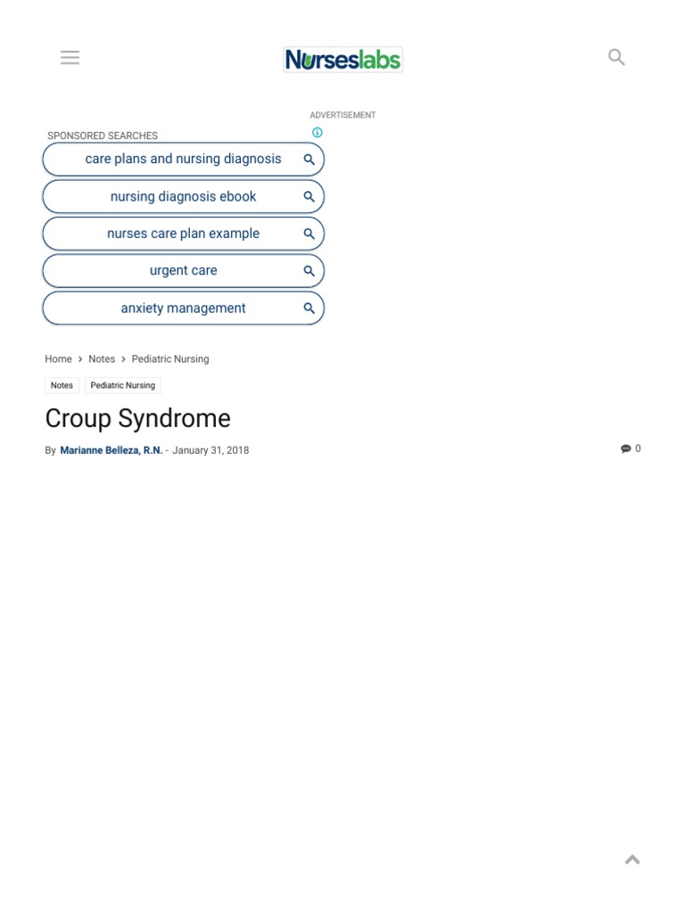 Croup Syndrome Nursing Care Planning and Management - Study Guide PDF ...
