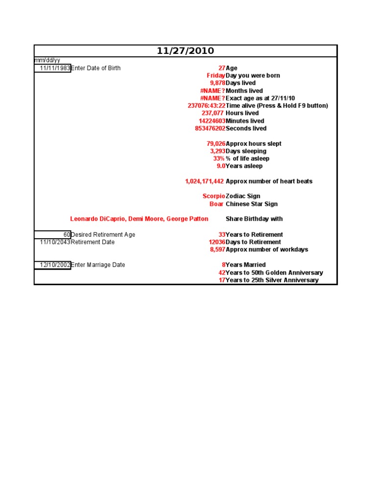 30 Life Calculations | PDF