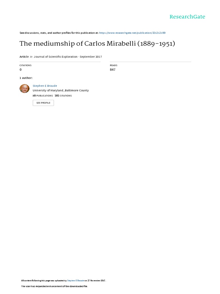 The Mediumship of Carlos Mirabelli | PDF | Mediumship | Forteana