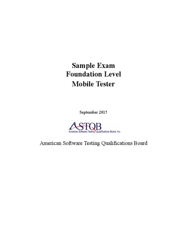 Mobile Tester Foundation Exam Sample | PDF | Software Testing | Usability