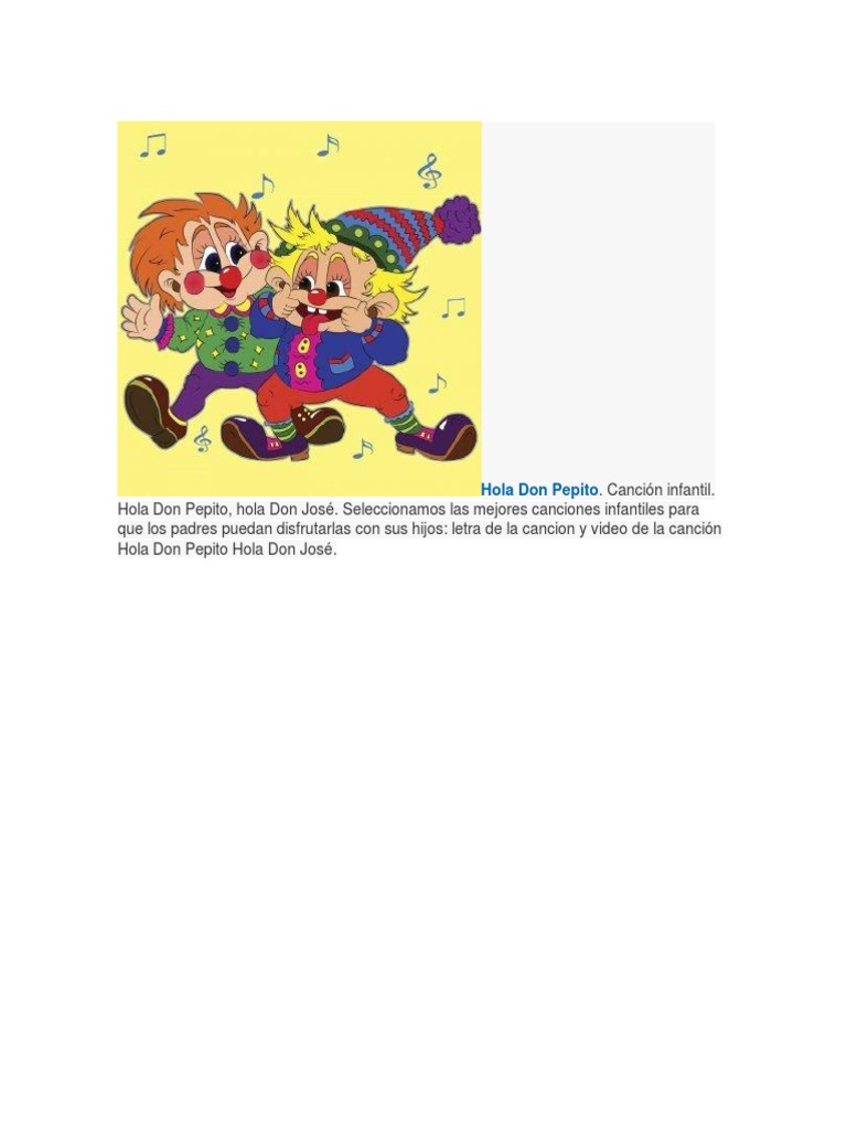 Hola Don Pepito - Cancion Infantil | PDF