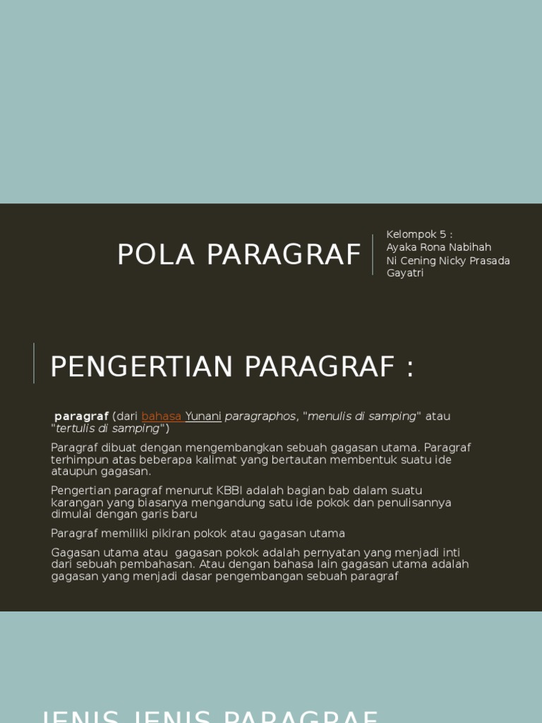 Kelompok 5 - Pola Paragraf - Ni Cening - Ayaka | PDF