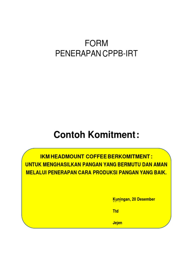 FORM Kelengkapan CPPB-IRT-dikonversi | PDF