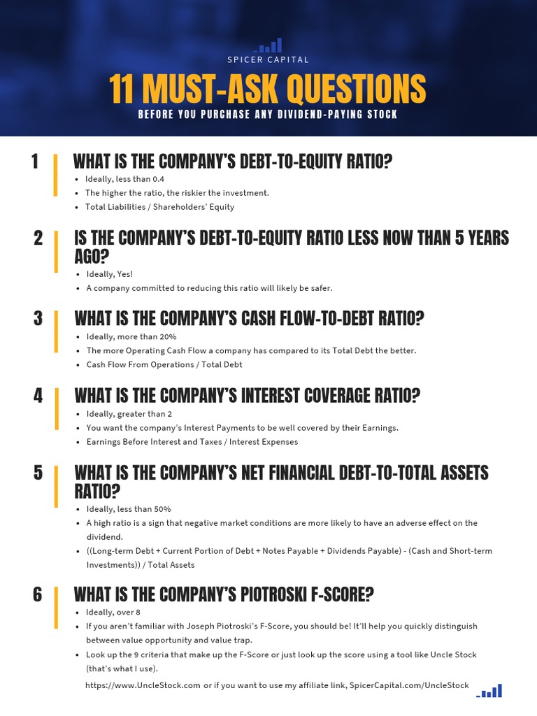 11 Must-Ask Questions - Before Purchase of A Dividend Stock | PDF ...