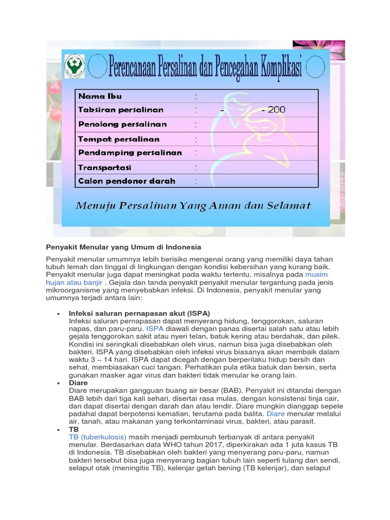 Penyakit Menular Yang Umum Di Indonesia | PDF