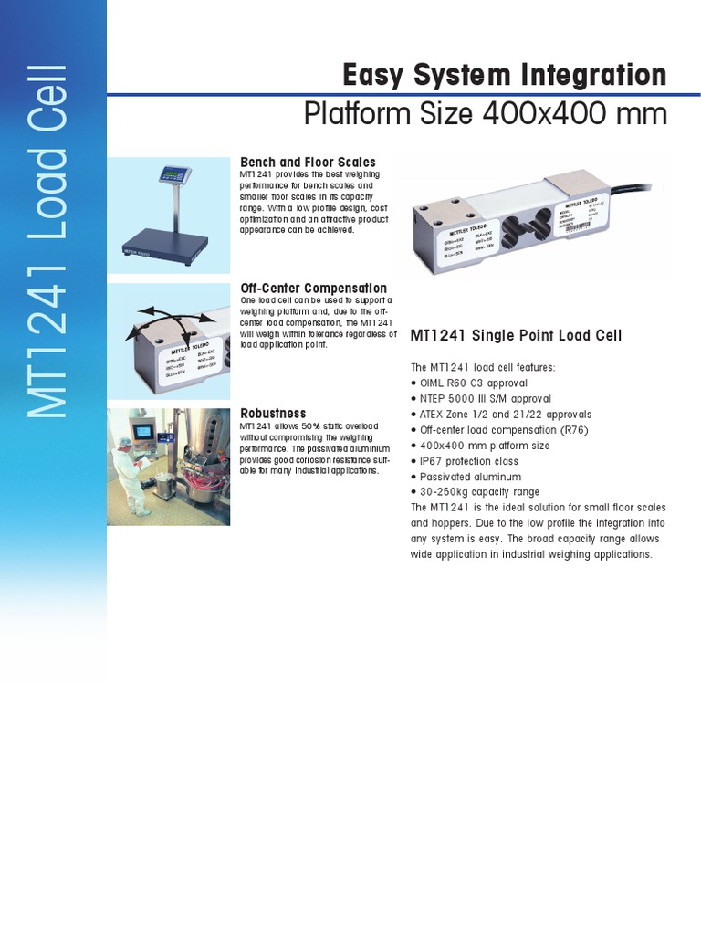 MAR - DS - MT1241 - Load Cells - EN | PDF | Power Supply | Electrical ...