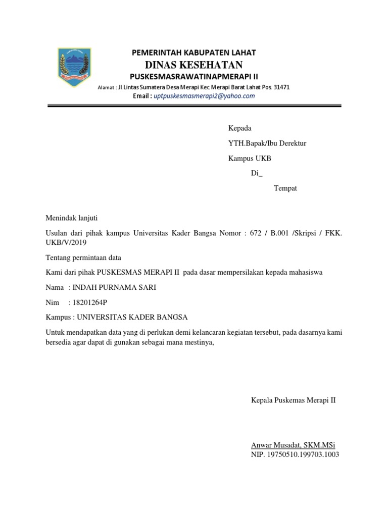 Surat Balasan Untuk Mahasiswa | PDF