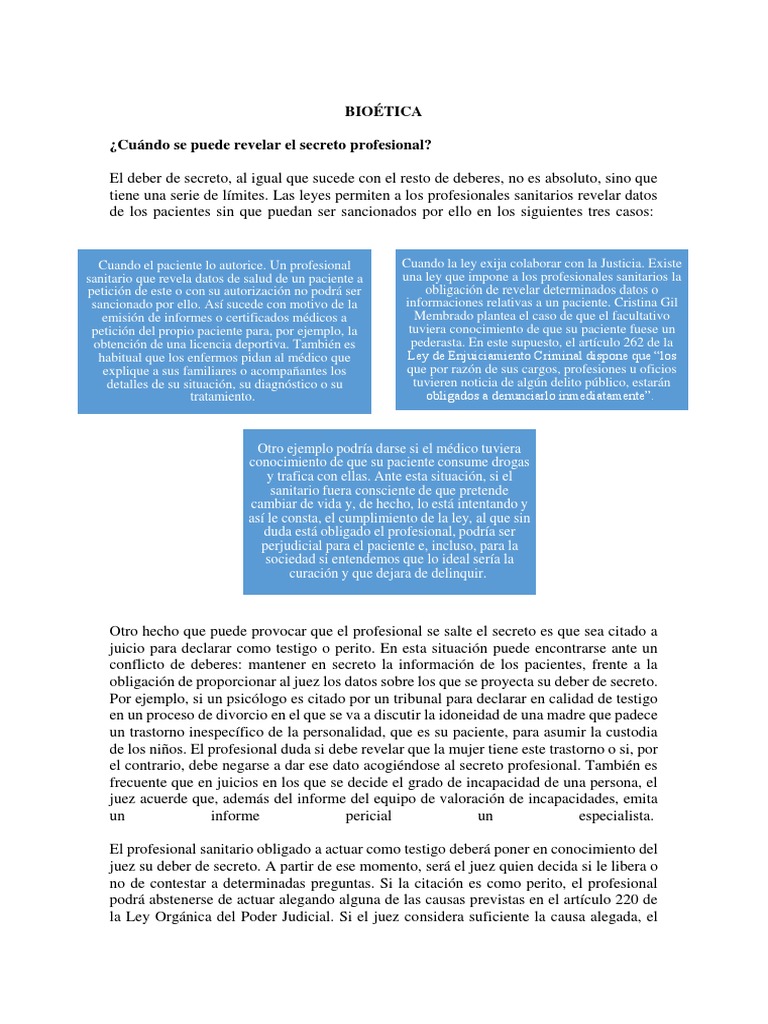 Deber-Cuándo Se Puede Revelar El Secreto Profesional | PDF | Testigo ...