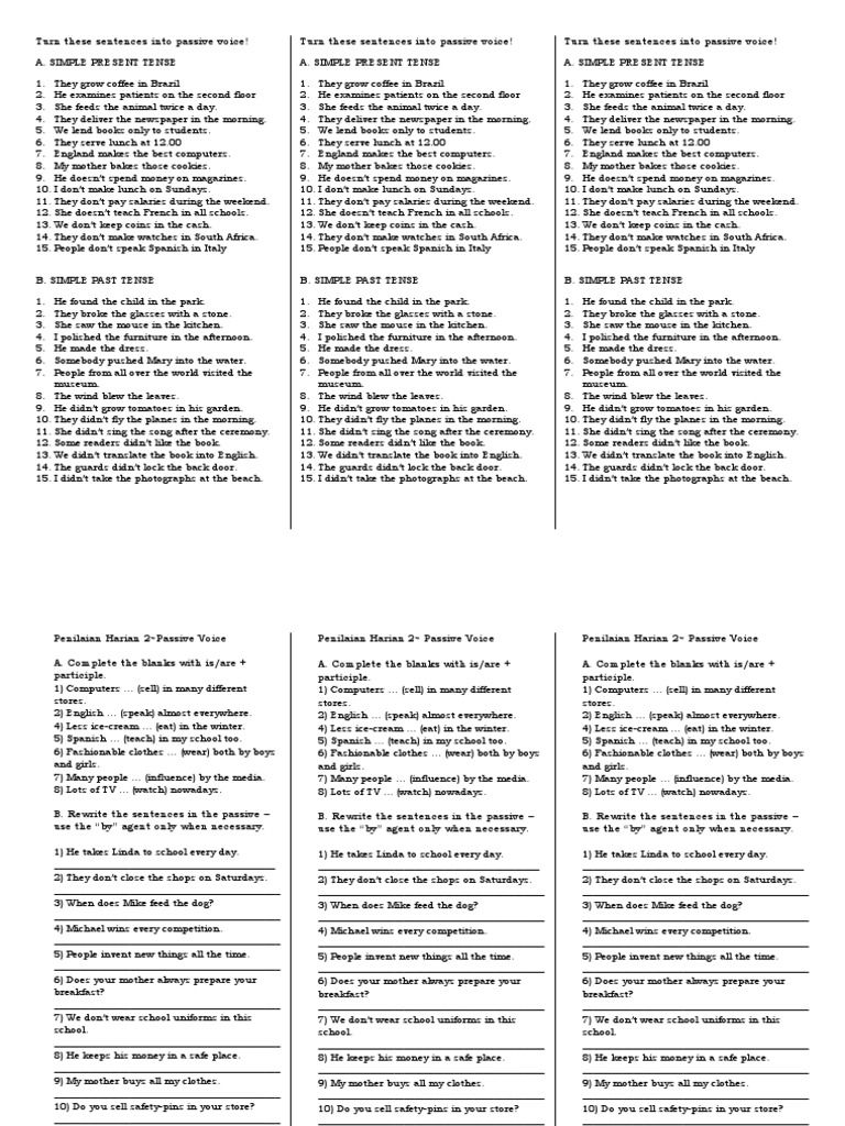 Passive Voice Transformations: A Guide to Converting Sentences from ...