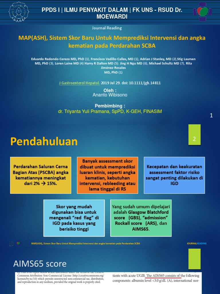 MAP (ASH) Scoring Mortality Upper Bleeding Gi Tract Indonesian Versi | PDF