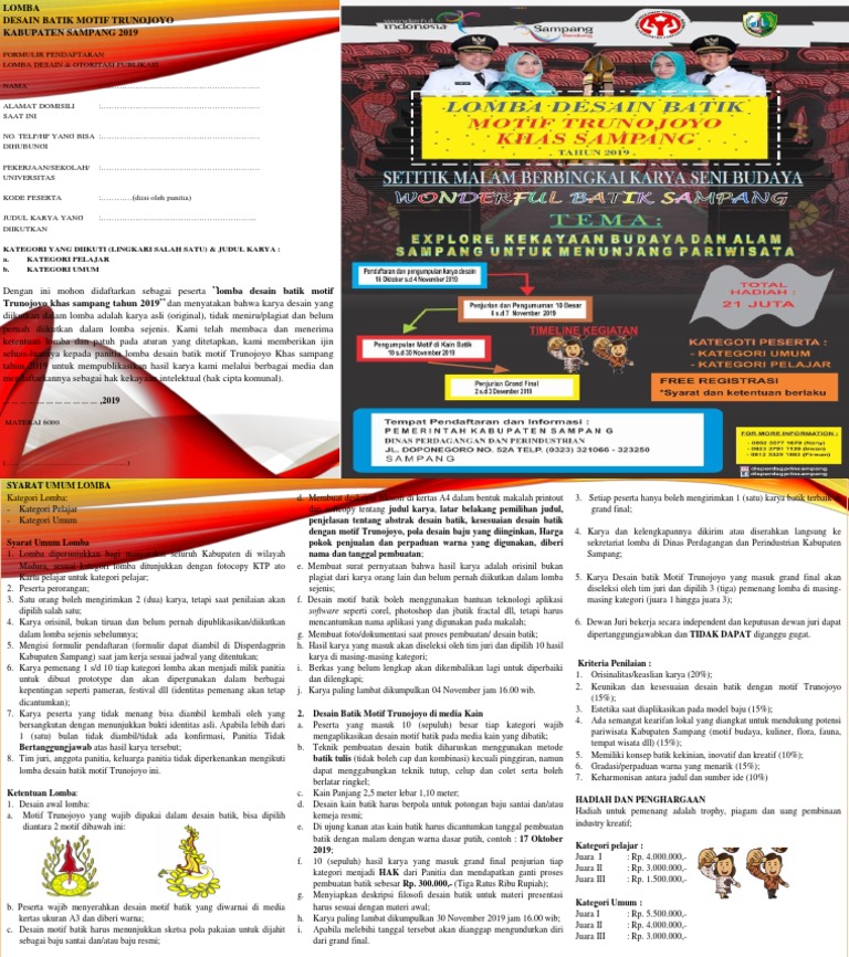 Brosur Lomba Desain Batik Motif Trunojoyo 2019 | PDF