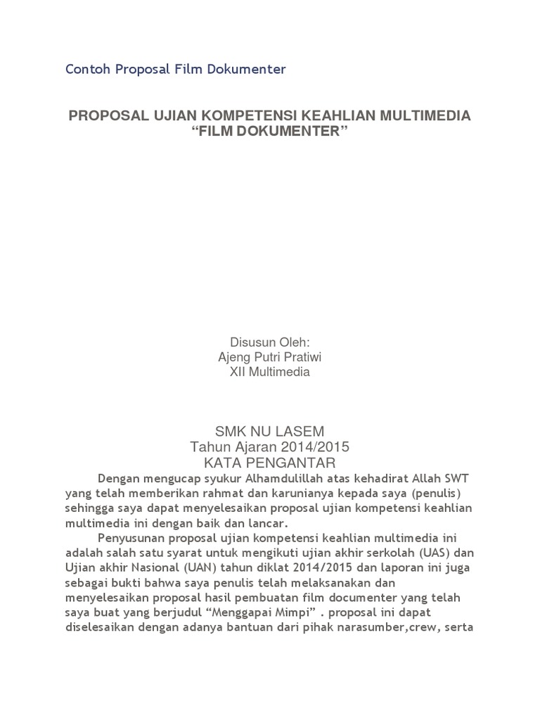 Proposal Pembuatan Film Dokumenter | PDF