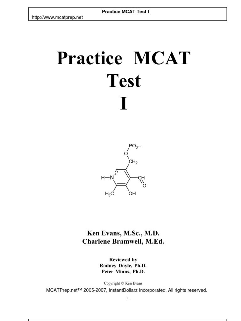 Practice MCAT Test 1 | PDF | Acid Dissociation Constant | Lens (Optics)
