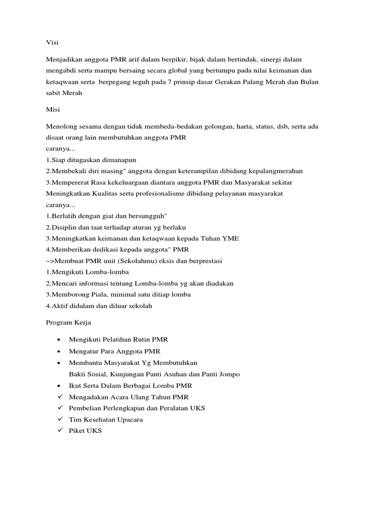 Visi & Misi PMR | PDF