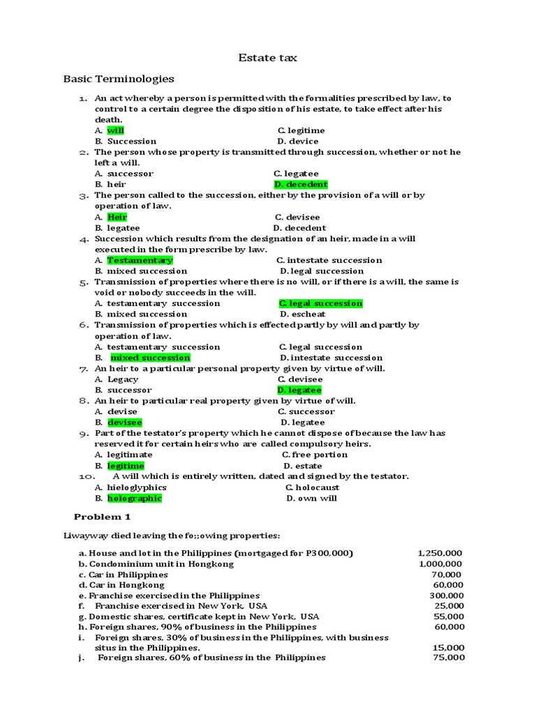 CPAR Business Transfer Taxes Testbank | PDF | Estate Tax In The United ... CPAR Business Transfer Taxes Testbank | PDF | Estate Tax In The United ...