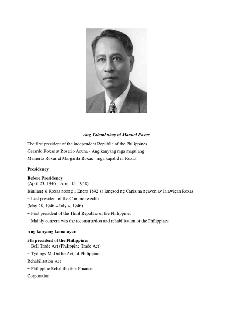 Ang Talambuhay Ni Manuel Roxas | PDF