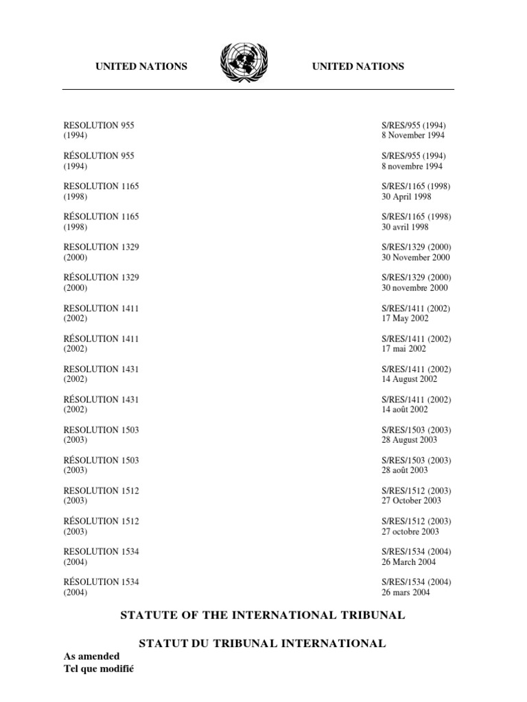 UN Resolutions and Tribunal Statute | PDF | Judiciaries | Justice