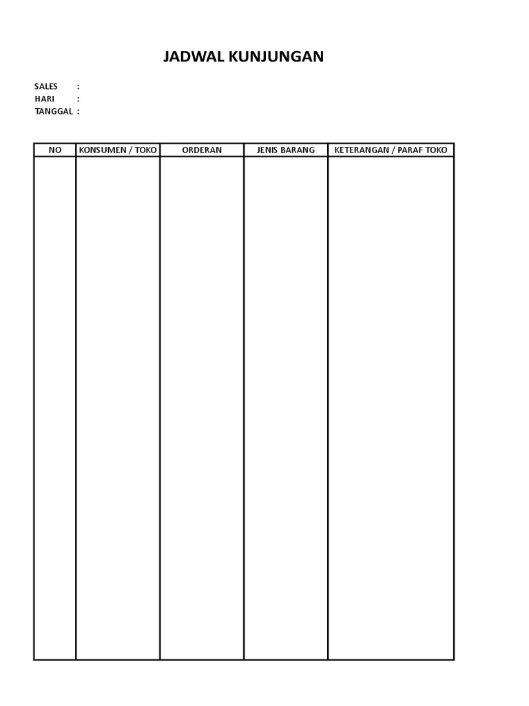 Jadwal Kunjungan Sales | PDF