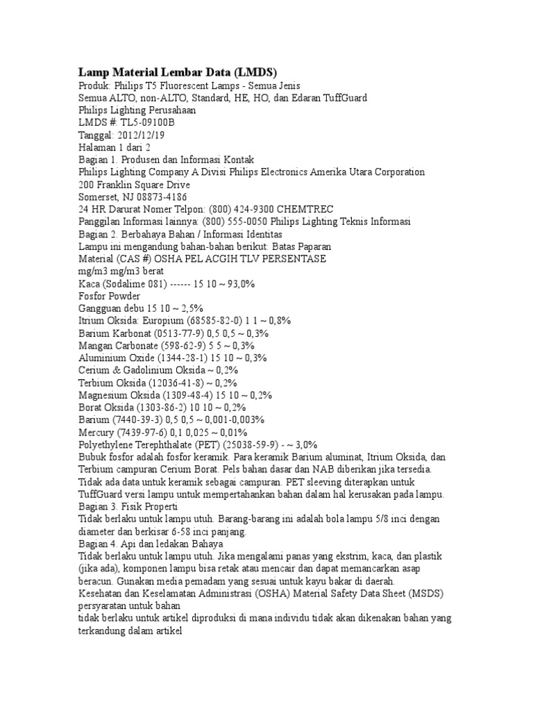 Lamp Material Lembar Data | PDF
