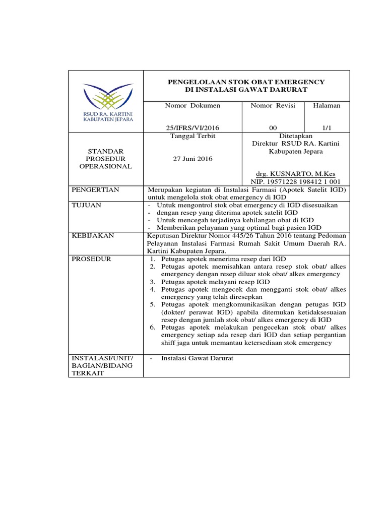 25 Pengelolaan Stok Obat Emergency Di Ugd Pdf