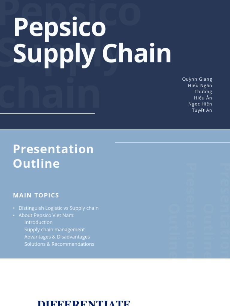Pepsico Supply Chain Management Insights | PDF | Logistics | Supply ...