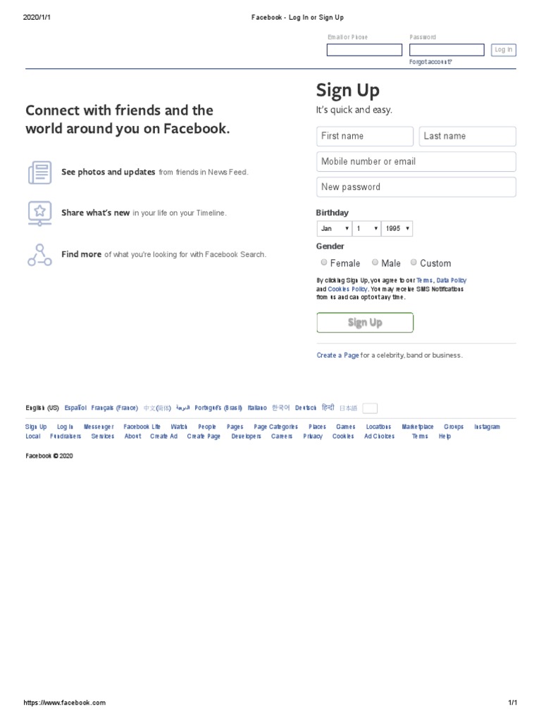 Facebook - Log in or Sign Up | PDF | Computer Network | Facebook