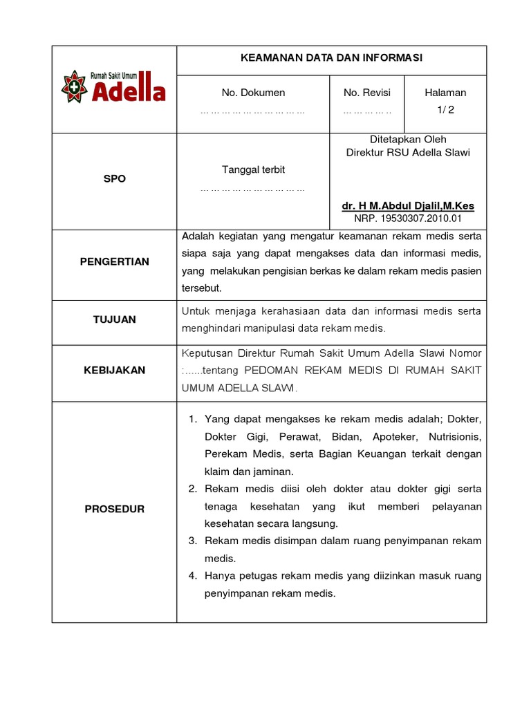 Sop Keamanan Data Sim RS | PDF