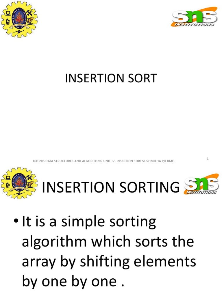 Insertion Sort | PDF | Computer Data | Discrete Mathematics Insertion Sort | PDF | Computer Data | Discrete Mathematics