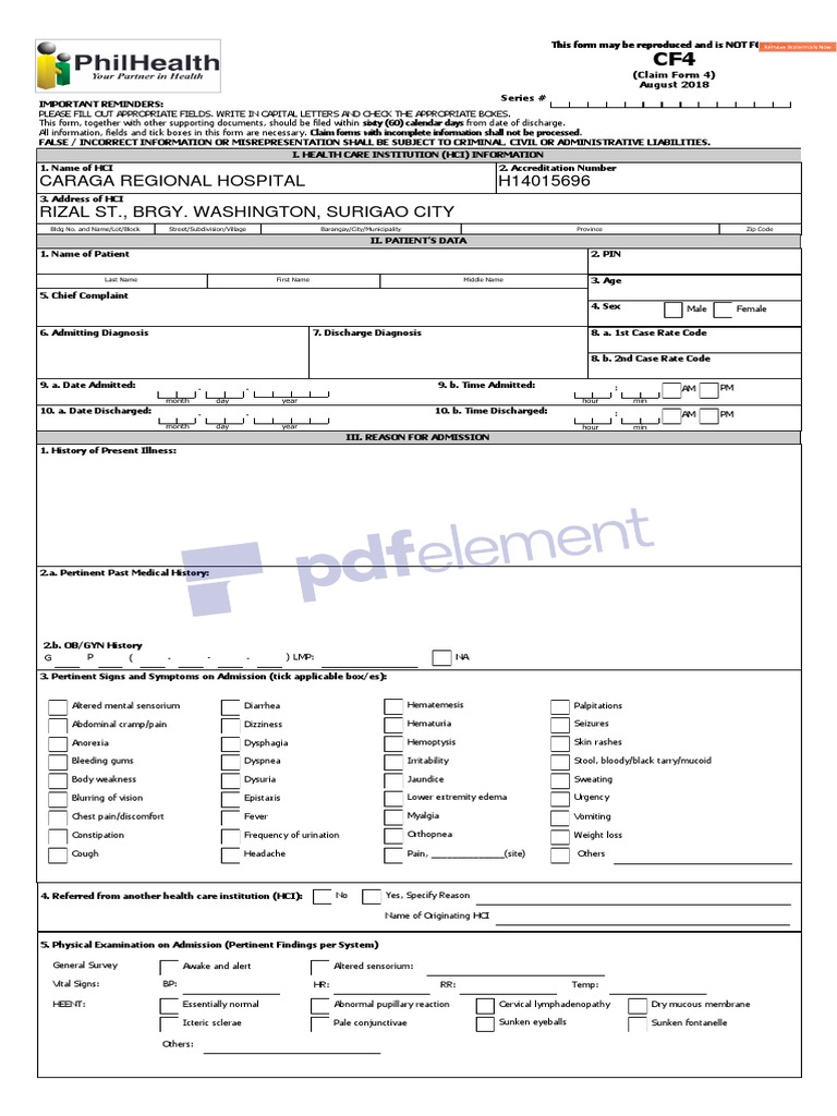 PhilHealth CF4 | PDF | Thorax | Symptoms And Signs