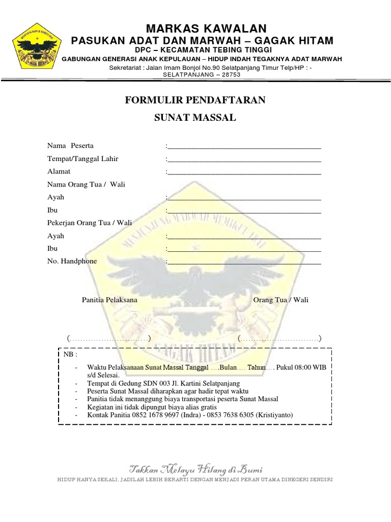 Formulir Pendaftaran Sunat Massal | PDF