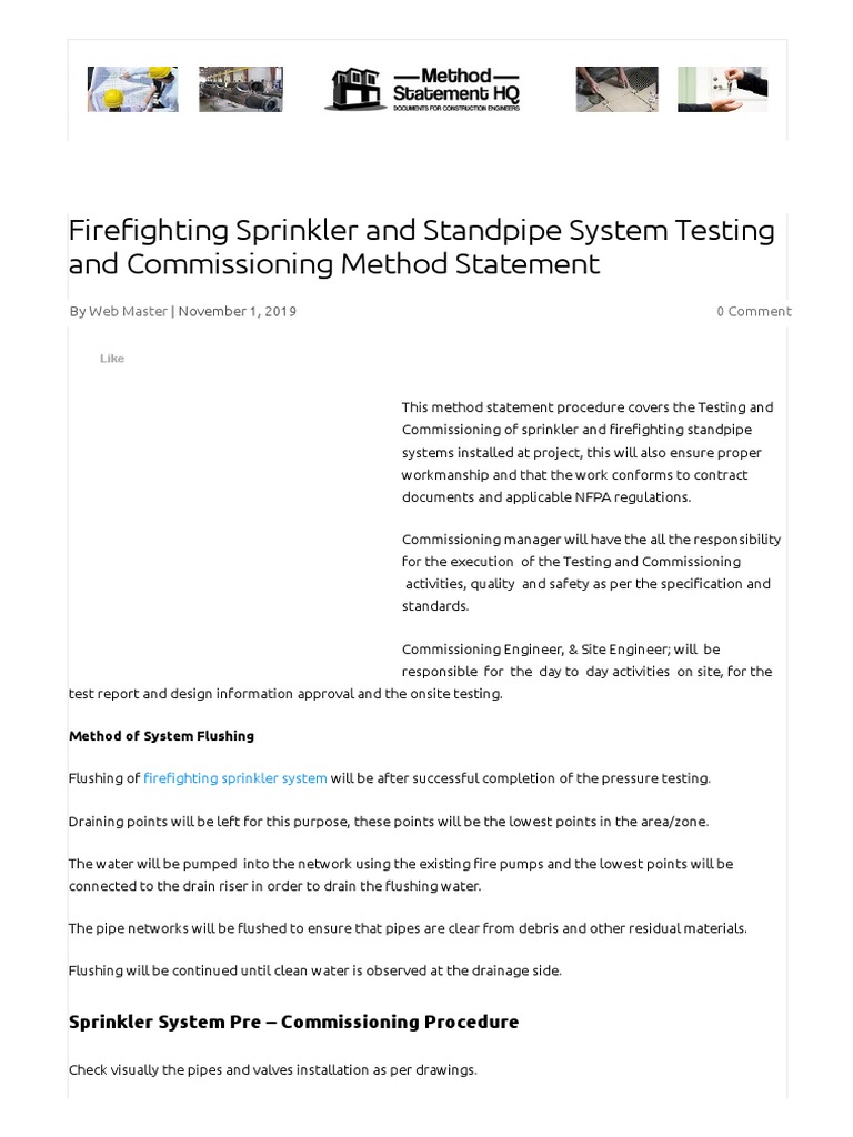 Firefighting Sprinkler And Standpipe System Testing And Commissioning