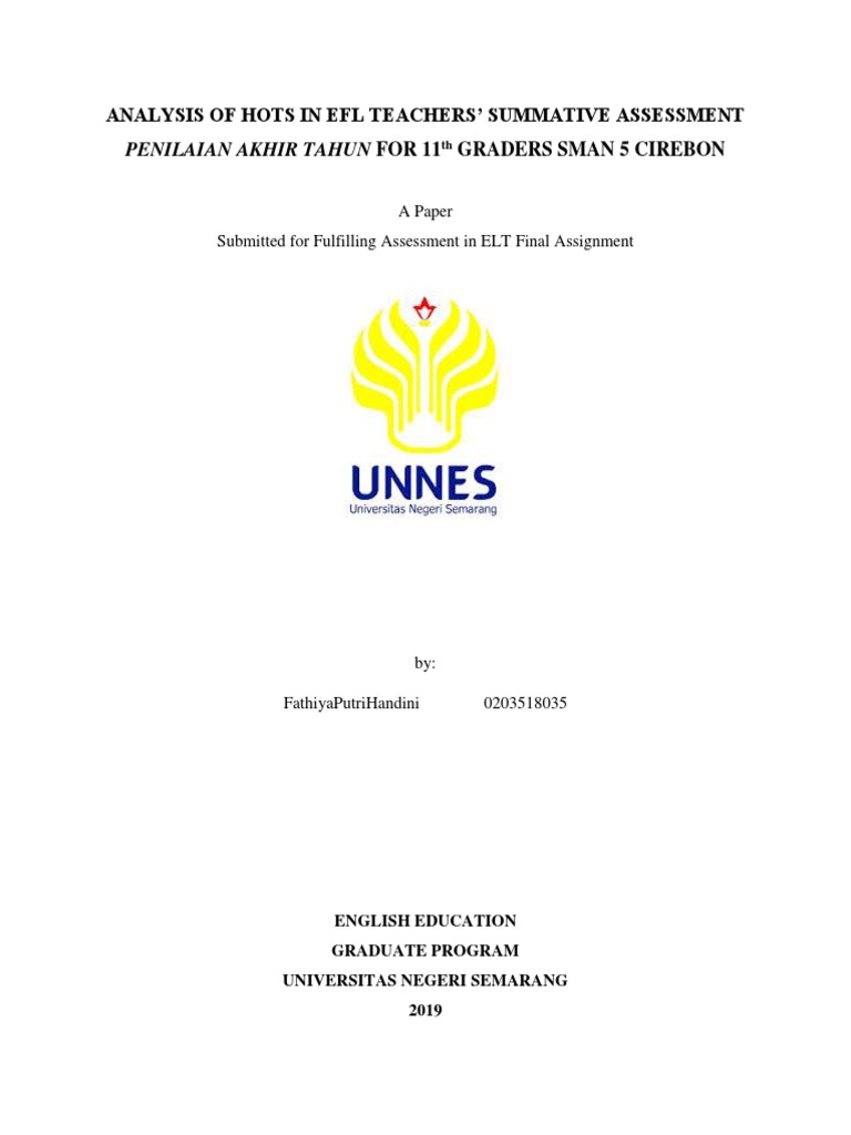 Final Assessment Fathiya Putri Handini Pdf Educational Assessment Fax