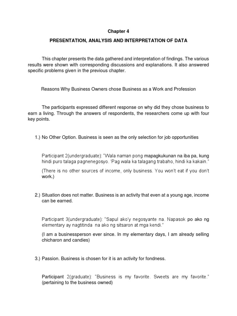 Chapter 4 Presentation, Analysis and Interpretation of Data | PDF ...