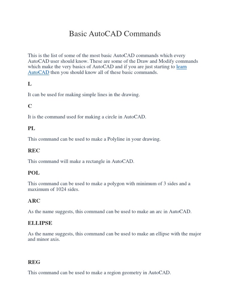 Basic AutoCAD Commands | PDF | Keyboard Shortcut | Control Key