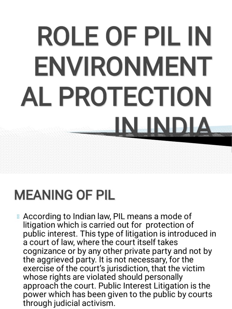 Role of Pil in Environmental Protection in India | PDF | Separation Of ...