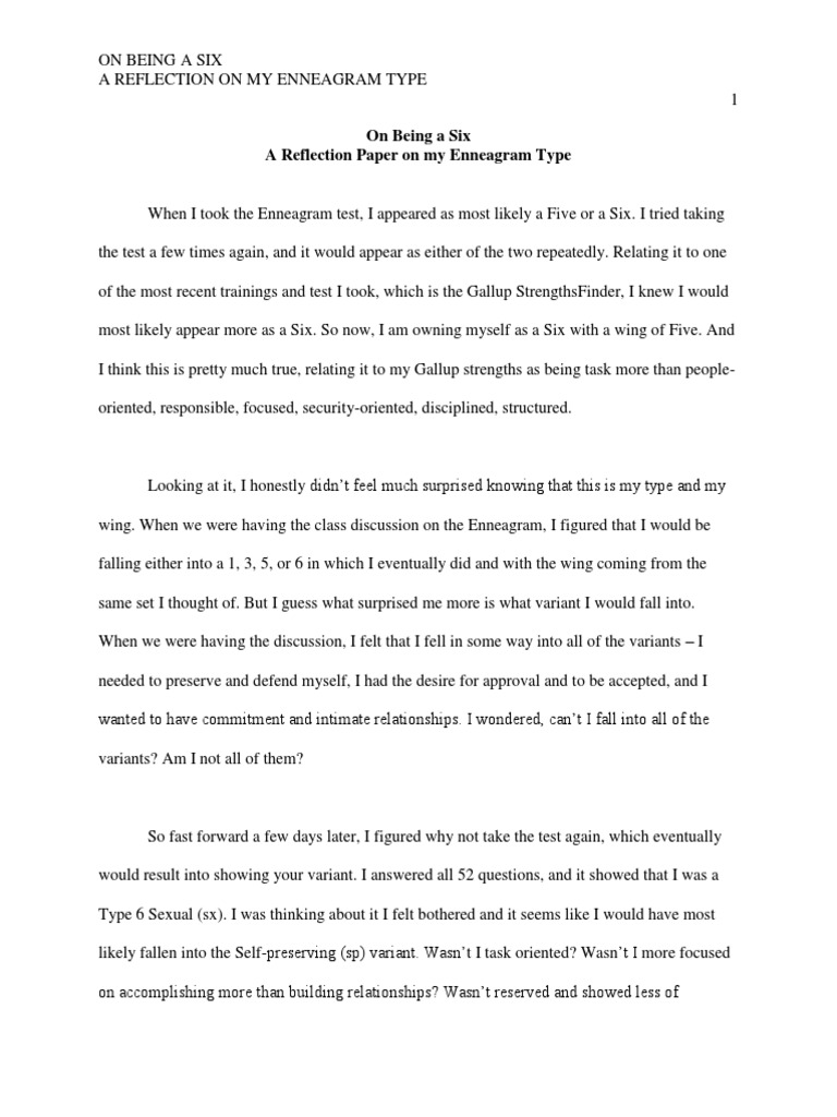 Reflection On Enneagram Type 6 | PDF | Enneagram Of Personality ...