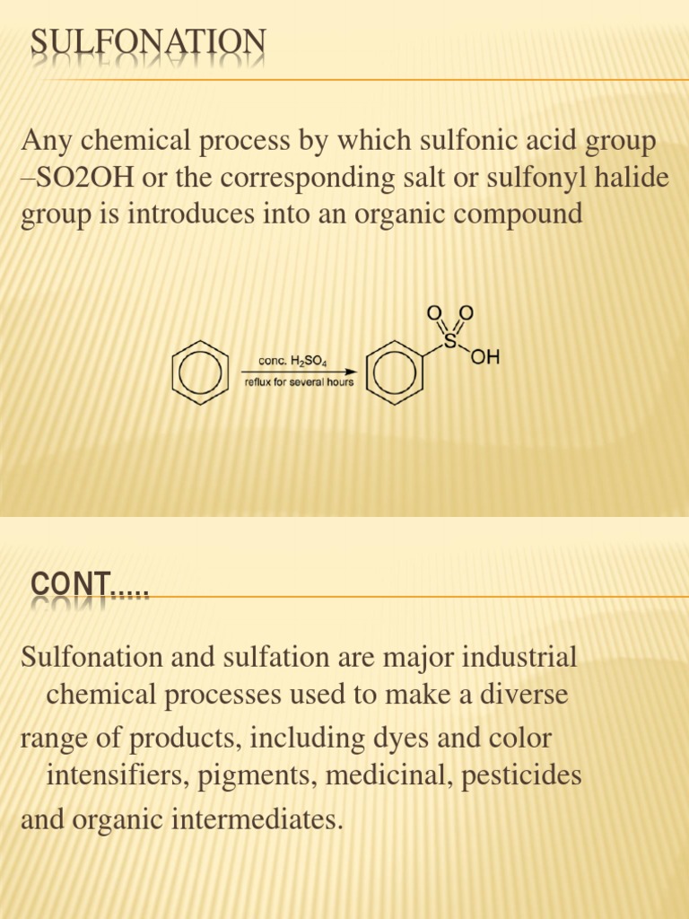 Sulfonation | PDF | Sulfuric Acid | Sulfur