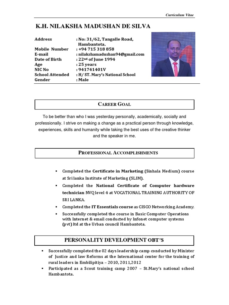 (CV) Nelanka | PDF | Cognition | Behavior Modification