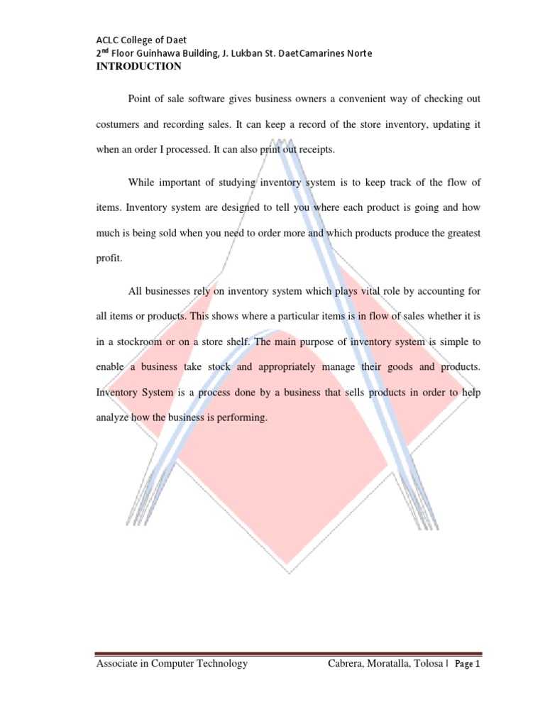 Sad Point of Sale and Inventory System | PDF | Point Of Sale | Inventory