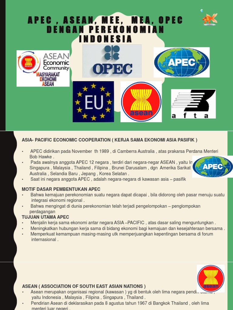 Asean, Afta, Apec, Mee, Mea, Opec | PDF | Pengelolaan Keuangan & Uang