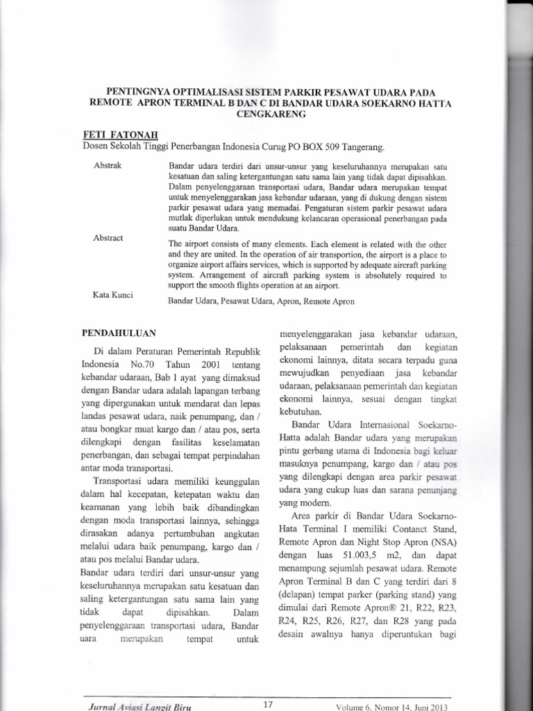 Pentingnya Optimalisasi Sistem Parkir Pesawat Udara Pada Remote Apron ...