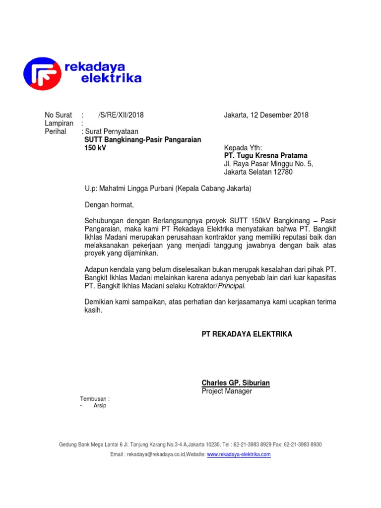 Surat Pernyataan Proyek BPP | PDF