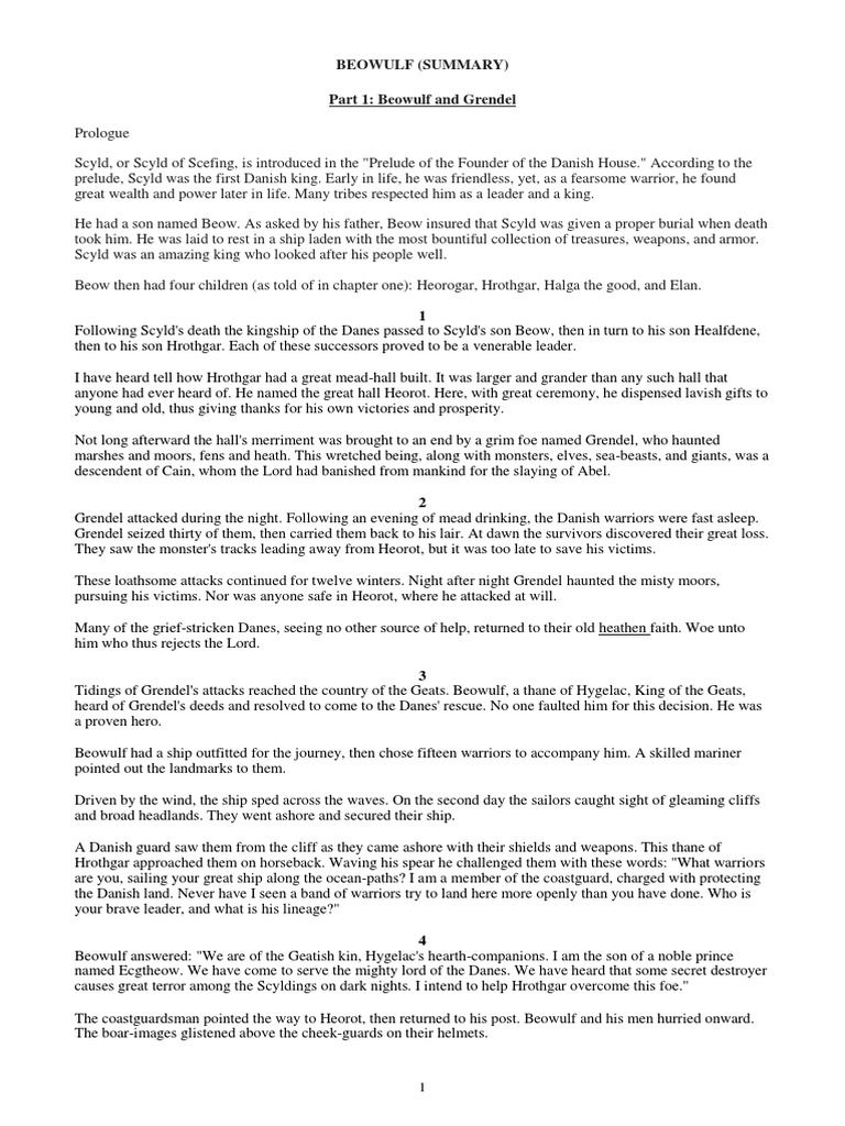Beowulf (Summary) | PDF | Beowulf | English Folklore