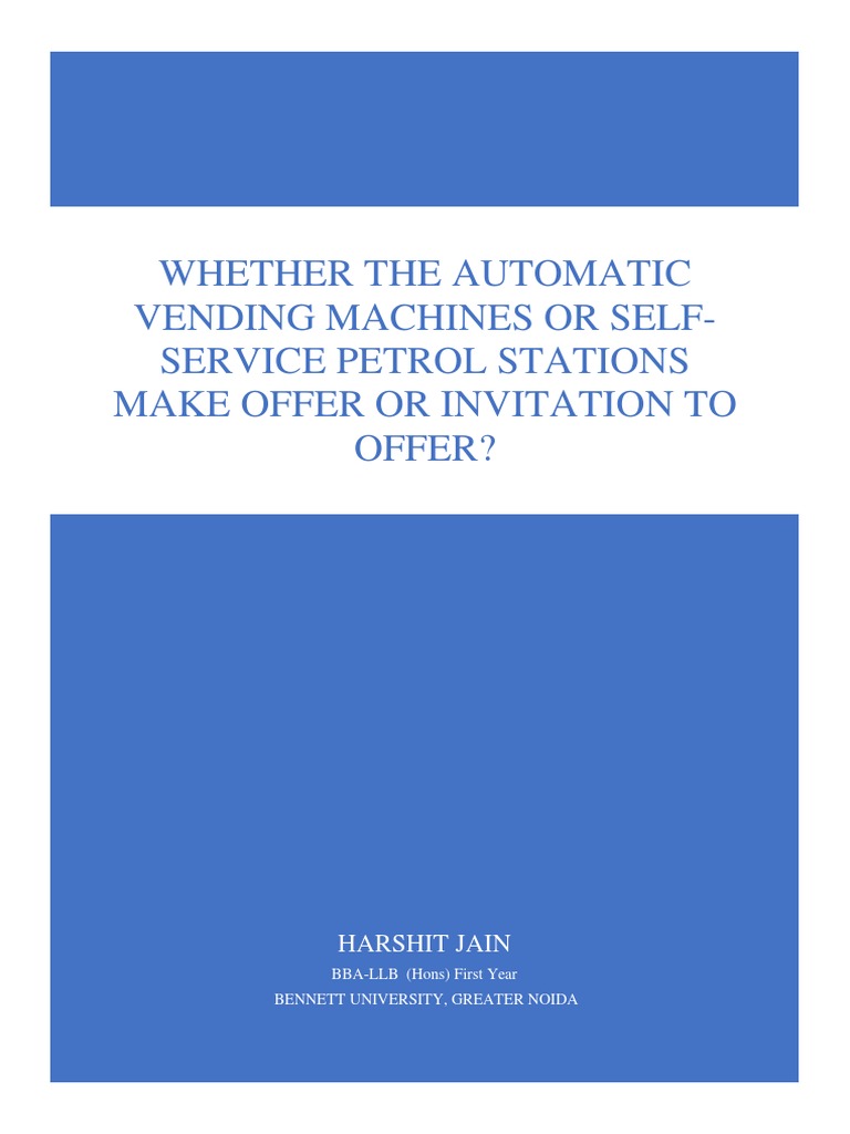 Automatic Vending Machines Paper | PDF | Offer And Acceptance | Filling ...