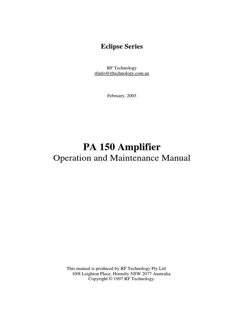 Manual PA150 | PDF | Amplifier | Radio Technology