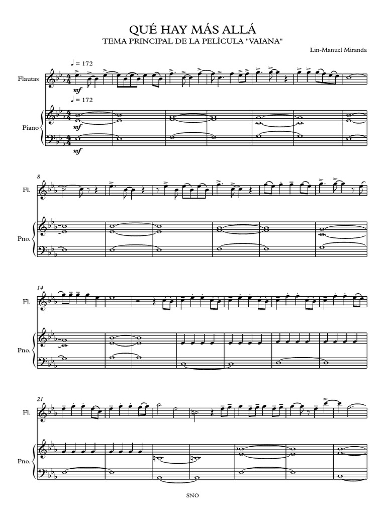 QUÉ HAY MÁS ALLÁ - Partitura Completa | PDF